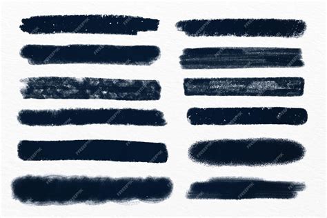 잉크 브러시 스트로크 세트 무료 벡터