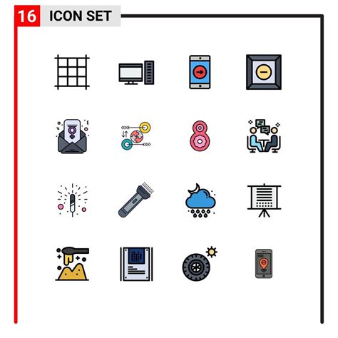 Universal Icon Symbols Group Of 16 Modern Flat Color Filled Lines Of Idea Puzzle Mobile