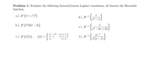 Solved Problem 1 Evaluate The Following Forwardinverse