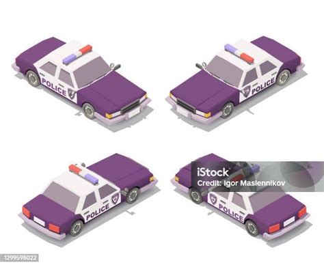 向量等軸測警車隔離在白色背景低聚車四側視圖分組元素向量圖形及更多背面拍攝圖片 背面拍攝 警車 汽車 Istock