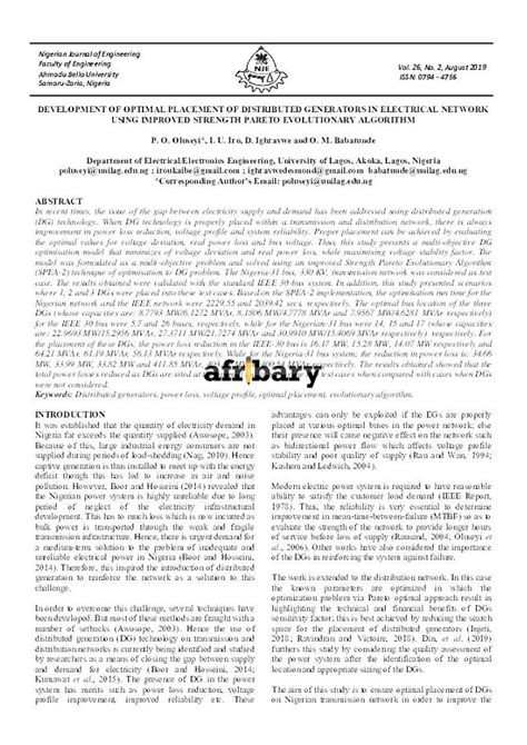 Development Of Optimal Placement Of Distributed Generators In