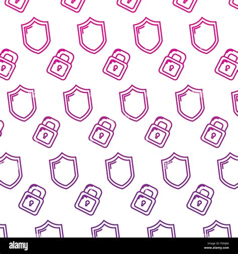 Degraded Line Security Padlock And Shield Protection Background Stock Vector Image And Art Alamy
