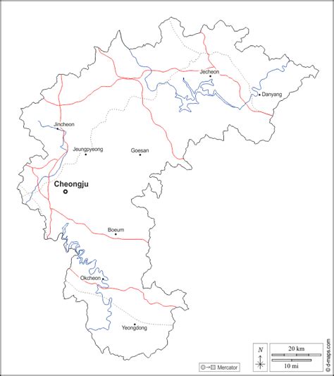 Chungcheong du Nord carte géographique gratuite carte géographique