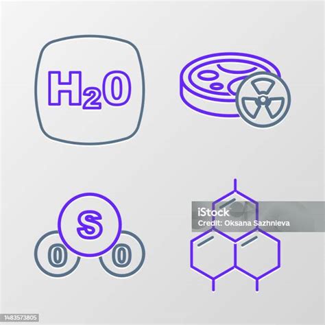 세트 라인 화학식 이산화황 So2 독성 액체 및 H2o 아이콘이있는 시험관 벡터 가열장치에 대한 스톡 벡터 아트 및 기타 이미지