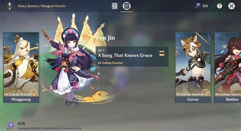 Genshin Impact Yun Jin Hangout Guide All Endings And Paths Revealed