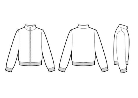 Premium Vector Technical Sketch Of Man Sweatshirt With Zipper On Front Vector Template Front