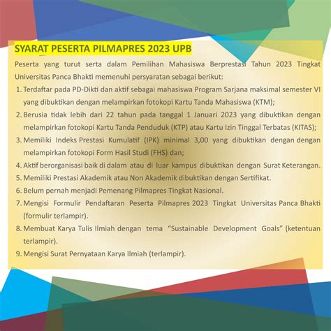 Pemilihan Mahasiswa Berprestasi Pilmapres Upb 2023 Universitas