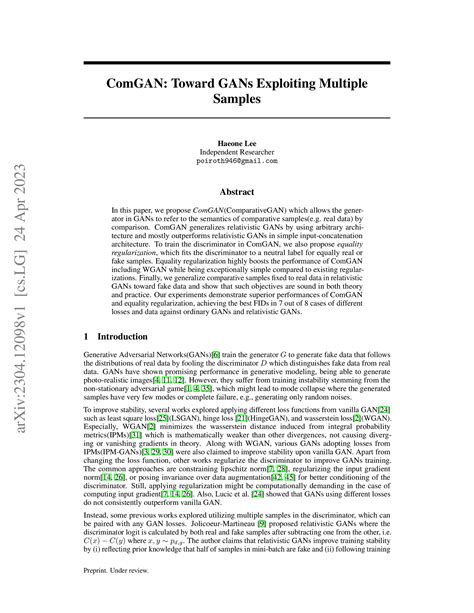Semisance On Twitter Comgan Toward Gans Exploiting Multiple Samples