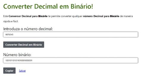 Converter Decimal Para Binário Ferramentas On Line Guia