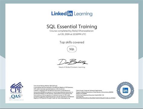 Balaji Dhanasekaran On Linkedin 3coursecompleted Sql Linkedin
