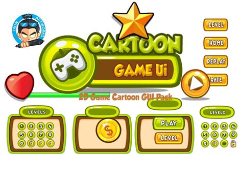 Cartoon Game Ui Set 05 Illustrator Graphics ~ Creative Market