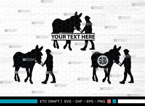 Donkey Monogram Donkey Silhouette Donkey Svg Ass Svg Farm Animal