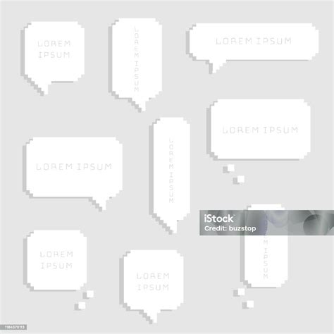 복고풍 게임 8 비트 픽셀 달콤한 귀여운 흰색 색상 연설 풍선 텍스트 배너 프레임 기호 생각의 컬렉션 세트 말하기 이야기 템플릿 예술 0명에 대한 스톡 벡터 아트 및 기타