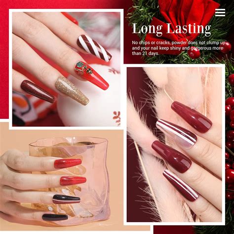 Azurebeauty Dip Powder Nail Kit Classic Malena Burgundy Red Glitter