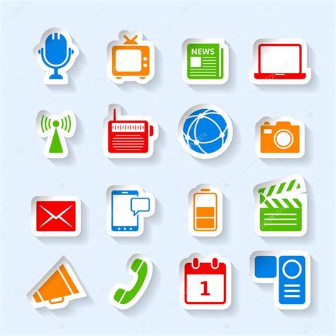 Conjunto de iconos de los medios de comunicación Archivo Imágenes