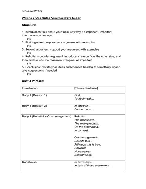One Sided Argumentative Essay Guide