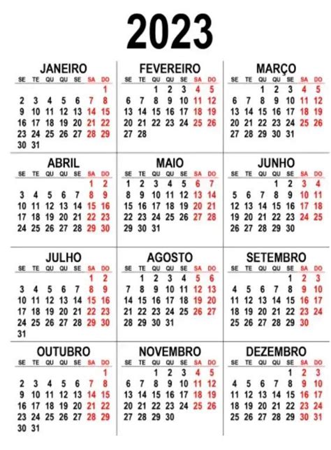 Calendário 2023 Para Imprimir Artofit