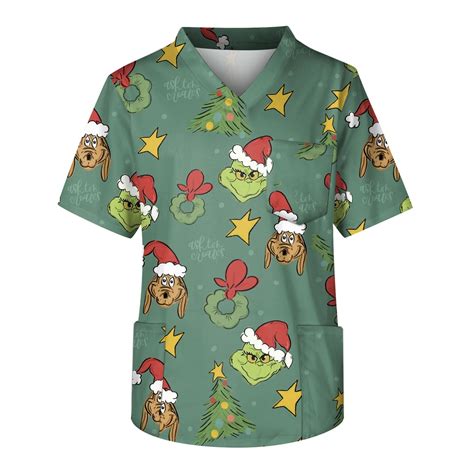 Gasue Grinch Shirts For Adults Mens Short Sleeve V Neck Print Chest