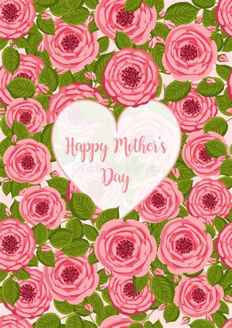 Mother S Day Greeting Card Seamless Pattern With Blooming Roses Stock
