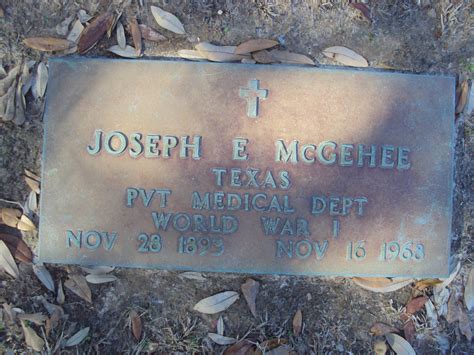 Joseph Eugene Mcgehee 1893 1968 Find A Grave Memorial