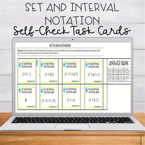 Set And Interval Notation Task Cards With Digital Version Tpt