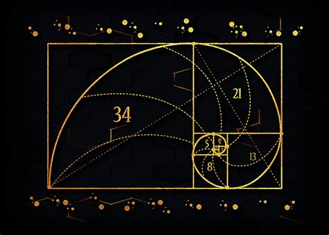 Fibonacci Sequence Watercolor Print Science Art Illustration Fibonacci Series Poster Golden