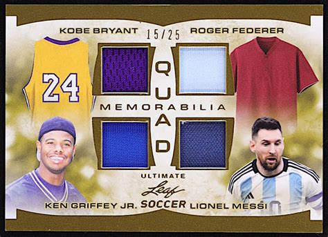 2023 Leaf Ultimate Quad Memorabilia Gold Uqm6 Kobe Bryant Roger