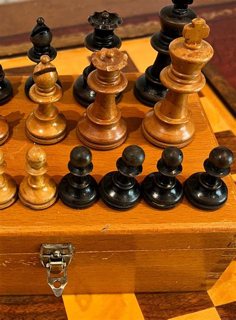 Staunton Small Chess Set With Inlaid Board C1900 Etsy