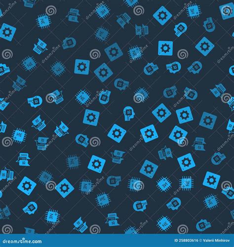 Set Processor CPU Computer Api Interface Humanoid Robot And Chat On Seamless Pattern Vector