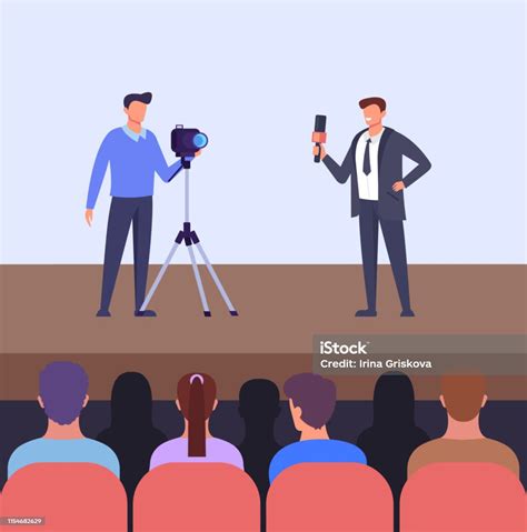 기자 회견 성과 개념 벡터 평면 그래픽 디자인 만화 일러스트 레이 션 만화에 대한 스톡 벡터 아트 및 기타 이미지 만화 연단 일러스트레이션 Istock