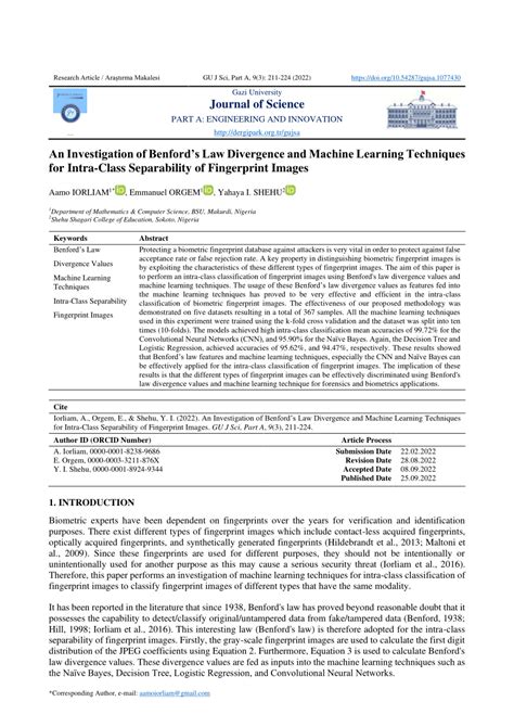 Pdf An Investigation Of Benfords Law Divergence And Machine Learning