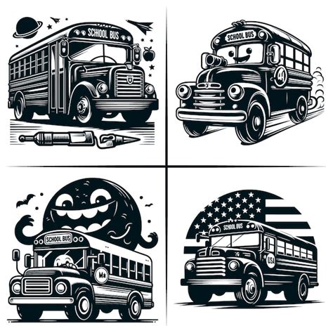 Funny School Bus Silhouette Vector Fileback To Schoolschool Bus Driver