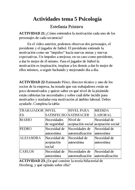 Actividades Tema 5 PsicologÍa Docsity