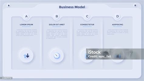 4개의 카드와 둥근 버튼이 가로줄에 배열된 비즈니스 모델 스타트업 프로젝트의 3가지 기능 개념 최소한의 인포그래픽 디자인 템플릿입니다 배너에 대 한 현대 평면 벡터