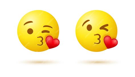 Premium Vector Kissing Emoji Face With Winking Eye And Red Heart Or