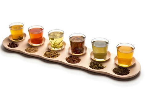 Isolated Hot Tea Sampler T Set On White Background Different Teas