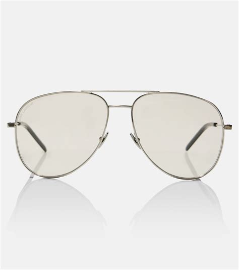 Classic Aviator Sunglasses In Silver Saint Laurent Mytheresa
