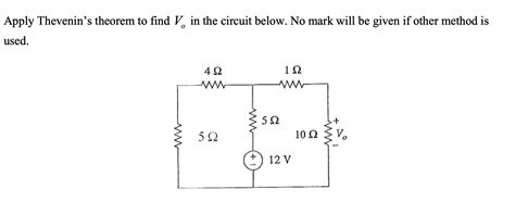 Solved Apply Thevenins Theorem To Find V In The Circuit Chegg