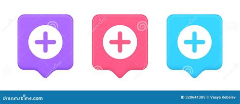Plus Add Button Mathematical Addition Symbol 3d Realistic Speech Bubble Icon Stock Vector