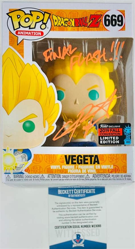 Chris Sabat Signed Vegeta Funko Pop Vinyl 669 Dragon Ball Z Dbz