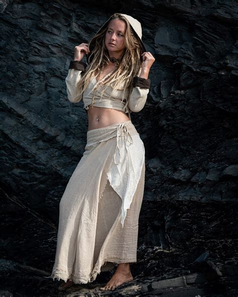 Boho Ethnic Tribal Hemp Cotton Cropped Hooded Long Sleeve Etsy