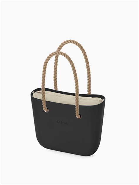 O Bag Classic Black Combo With Natural Inner And Rope Handles O Bag Uk