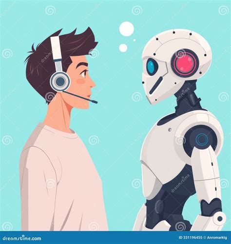 A Person Conversing Through Robotic Ai Or Machine Learning Ideas Chatgpt Illustration Stock