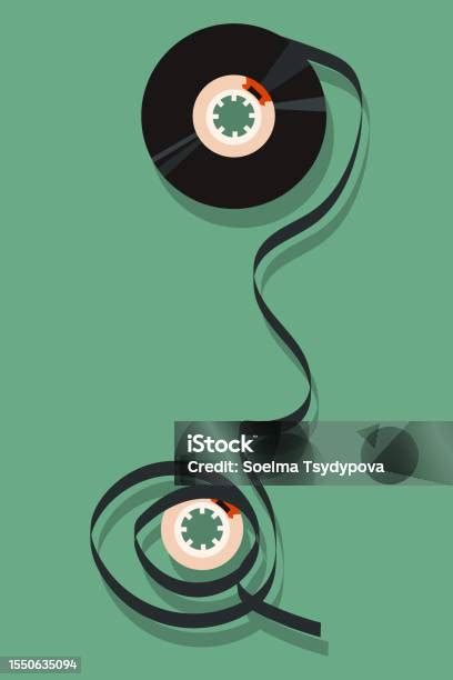 카세트 테이프 오디오 디스크 릴 검정 테이프 복고풍 70 년대 80 년대 90 년대 향수 포스터 배경 및 텍스트 디자인을 위한 디자인 0명에 대한 스톡 벡터 아트 및 기타