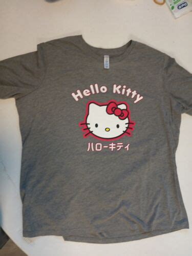 Sanrio Hello Kitty Womens T Shirt Gray Xl Cap Sleeve Tee Graphic