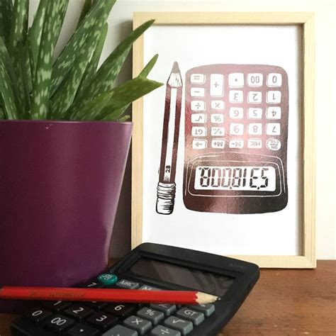 Funny Calculator Maths Foil Mini Print By Woah There Pickle