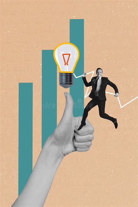 Trend Image Vertical Photo Collage Of Happy Businesswoman Run Chart Development Statistics Light