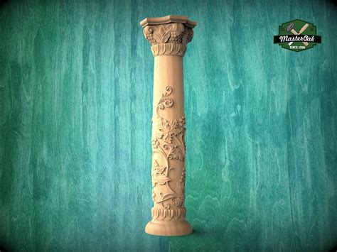 Regal Fluted Column Floral Elegance In Wood 1pc Unpainted
