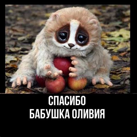 Открытка с именем Бабушка Оливия Спасибо кто то очень любит яблоки