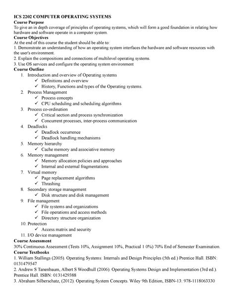 ICS 2202 Computer Operating Systems Outline ICS 2202 COMPUTER